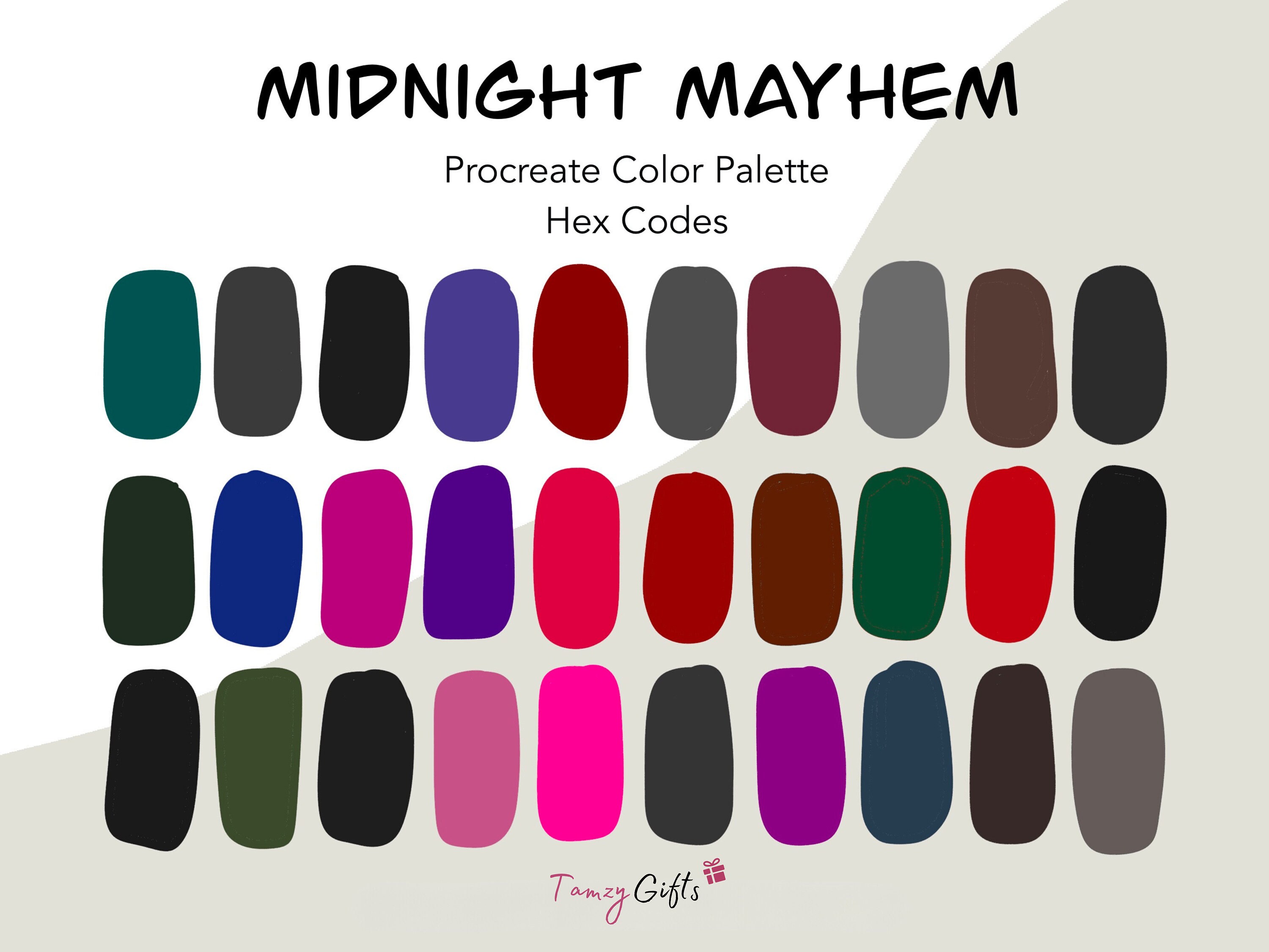 Procreate and Hex Code Color Palette Midnight Mayhem Procreate Tools ...