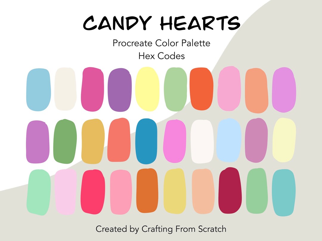 Procreate Color Palette and Hex Code Color Palette Candy Hearts ...
