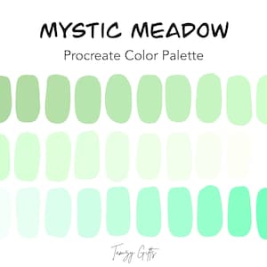Procreate & Hex Code Color Palette - Mystic Meadow Gradient (30 Colors ...