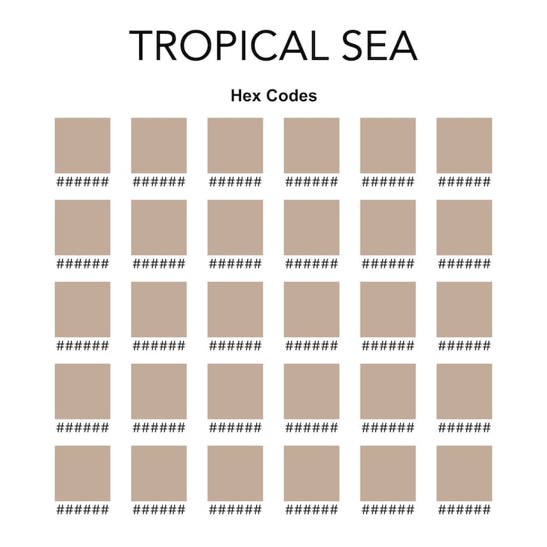 Procreate and Hex Code Color Palette - Tropical Sea Gradient (30 Colors ...