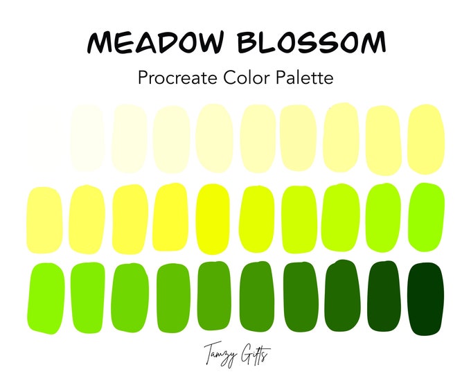 Procreate and Hex Code Color Palette Meadow Blossom Gradient 30 Colors ...