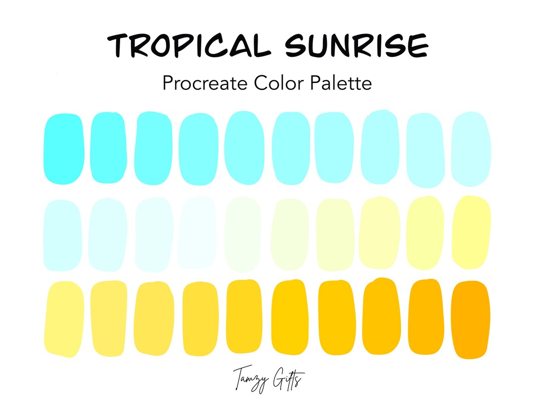 Procreate and Hex Code Color Palette - Tropical Sunrise Gradient (30 ...