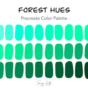 Procreate and Hex Code Color Palette - Forest Hues Gradient (30 Colors ...