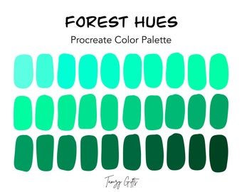 Procreate and Hex Codes Color Palette - Cactus Green Gradient (30 ...