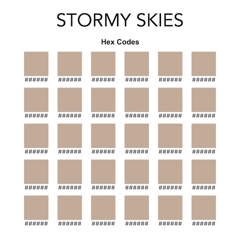 Procreate and Hex Code Color Palette - Stormy Skies Gradient (30 Colors ...