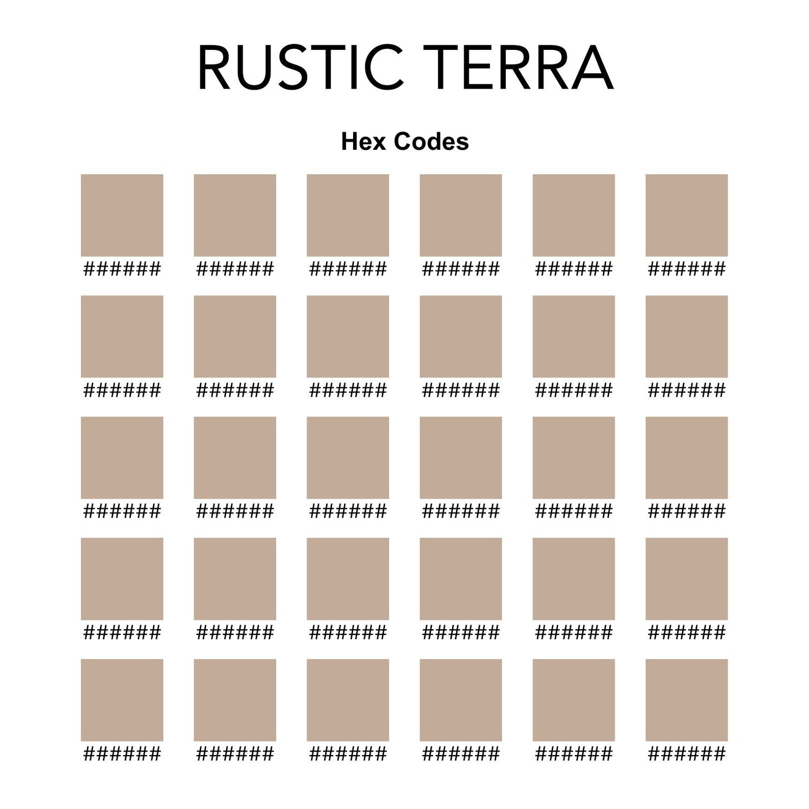Procreate and Hex Code Color Palette - Rustic Terra Gradient (30 Colors ...