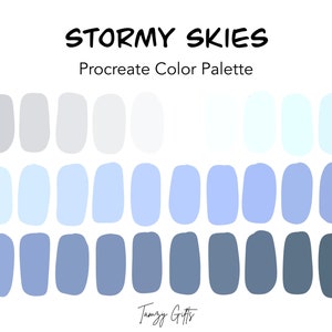 Procreate and Hex Code Color Palette - Stormy Skies Gradient (30 Colors ...