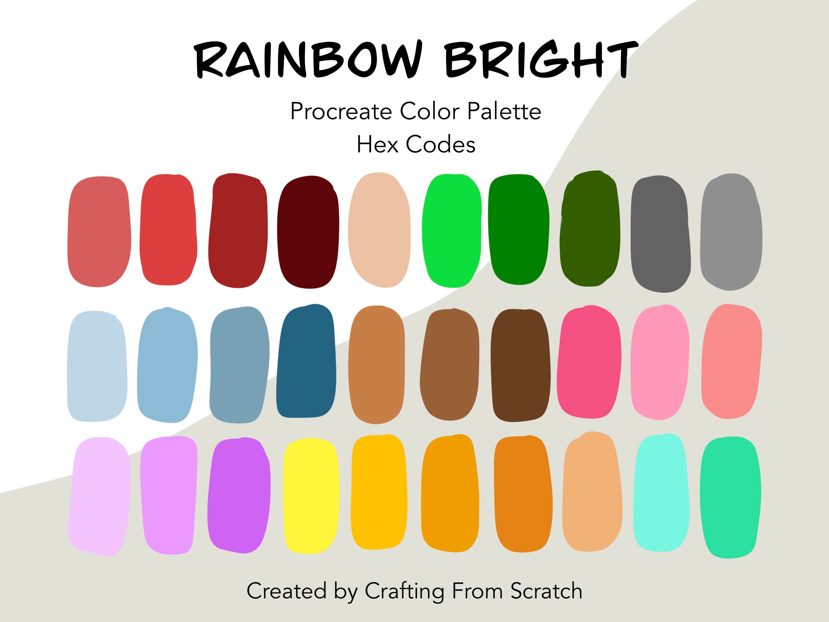 Procreate Color Palette and Hex Code Color Palette Rainbow Bright ...