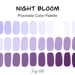 Procreate and Hex Code Color Palette - Night Bloom Gradient (30 Colors ...