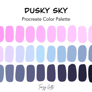 Procreate and Hex Code Color Palette - Dusky Sky Gradient (30 Colors ...