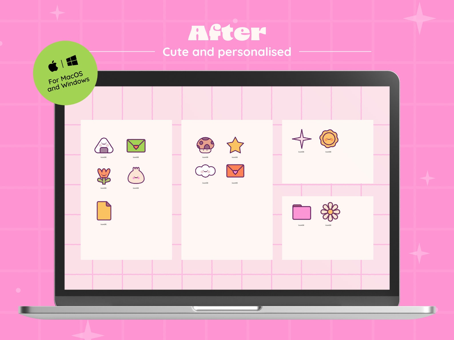 Cute Kawaii Desktop Icon Set | Windows & Mac | Wallpaper | Folder Icons ...