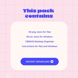 Cute Kawaii Desktop Icon Set | Windows & Mac | Wallpaper | Folder Icons ...