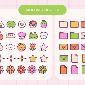 Cute Kawaii Desktop Icon Set | Windows & Mac | Wallpaper | Folder Icons ...