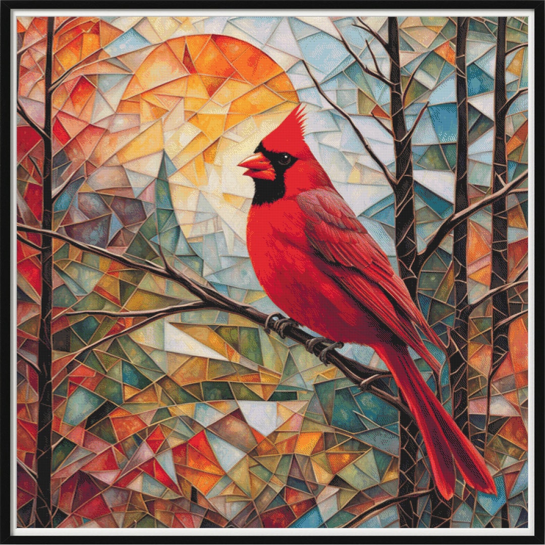 Full Coverage Counted Cross Stitch Pattern Red Cardinal Bird Art ...