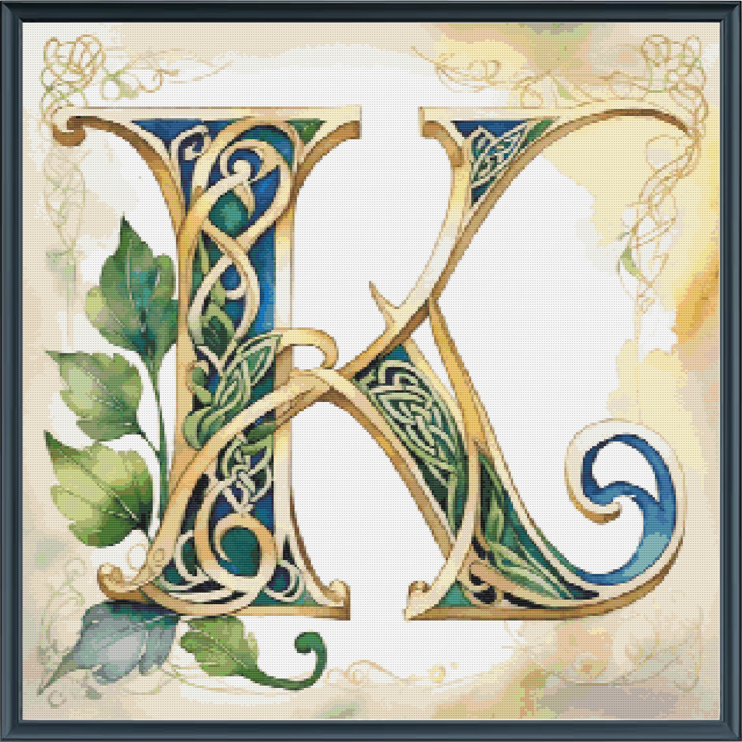 Full Coverage Counted Cross Stitch Pattern Letter K Celtic Stylish ...