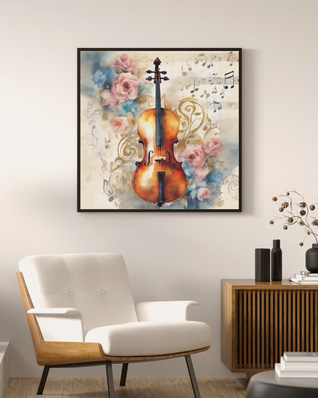 Full Coverage Counted Cross Stitch Pattern Musical Instrument Cello ...