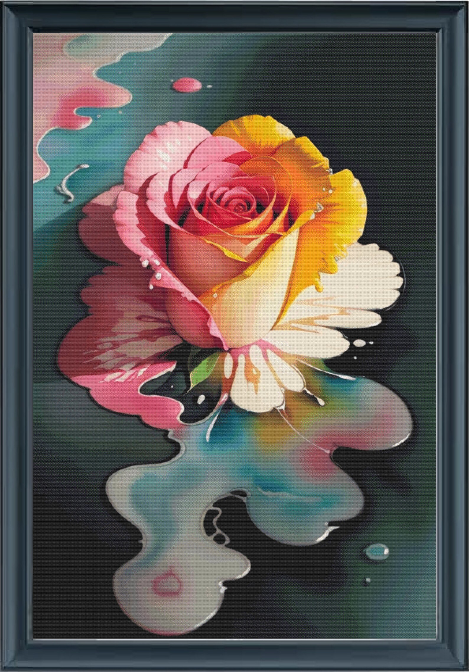 Large Full Coverage Cross Stitch Pattern Blooming Pink Rose / Instant ...