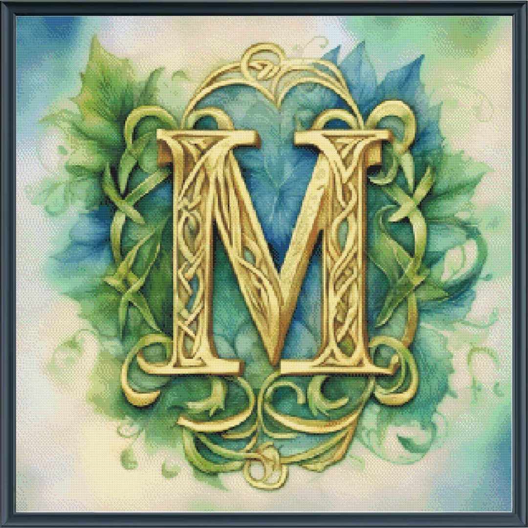 Full Coverage Counted Cross Stitch Pattern Letter M Celtic Stylish ...