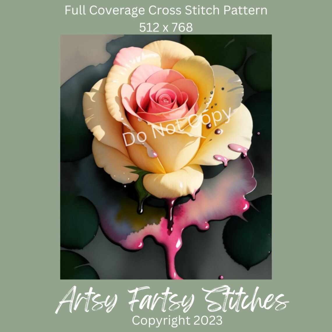 Large Full Coverage Cross Stitch Pattern Blooming Yellow Rose /instant ...