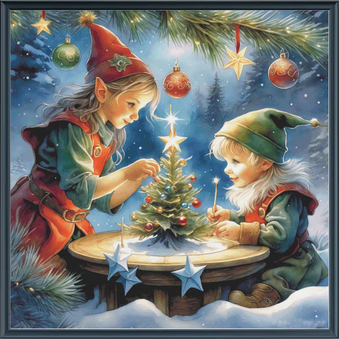 Cute Little Elves is a Full Coverage Counted Cross Stitch Pattern ...
