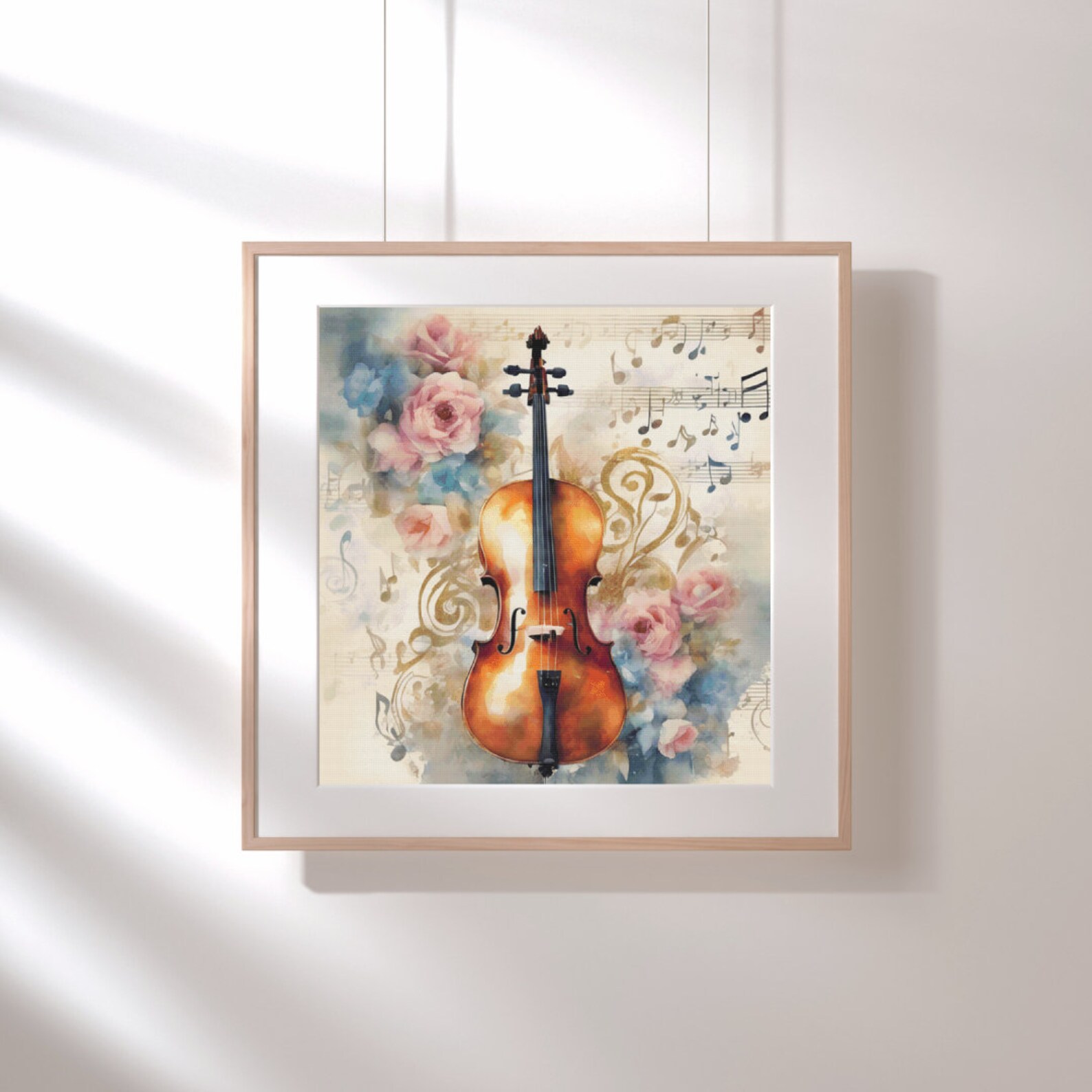 Mini Full Coverage Counted Cross Stitch Pattern Sheet Music Notes CELLO ...