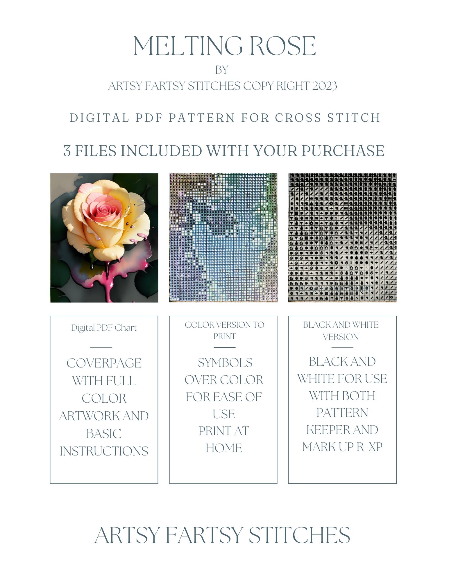 Large Full Coverage Cross Stitch Pattern Blooming Yellow Rose /instant ...