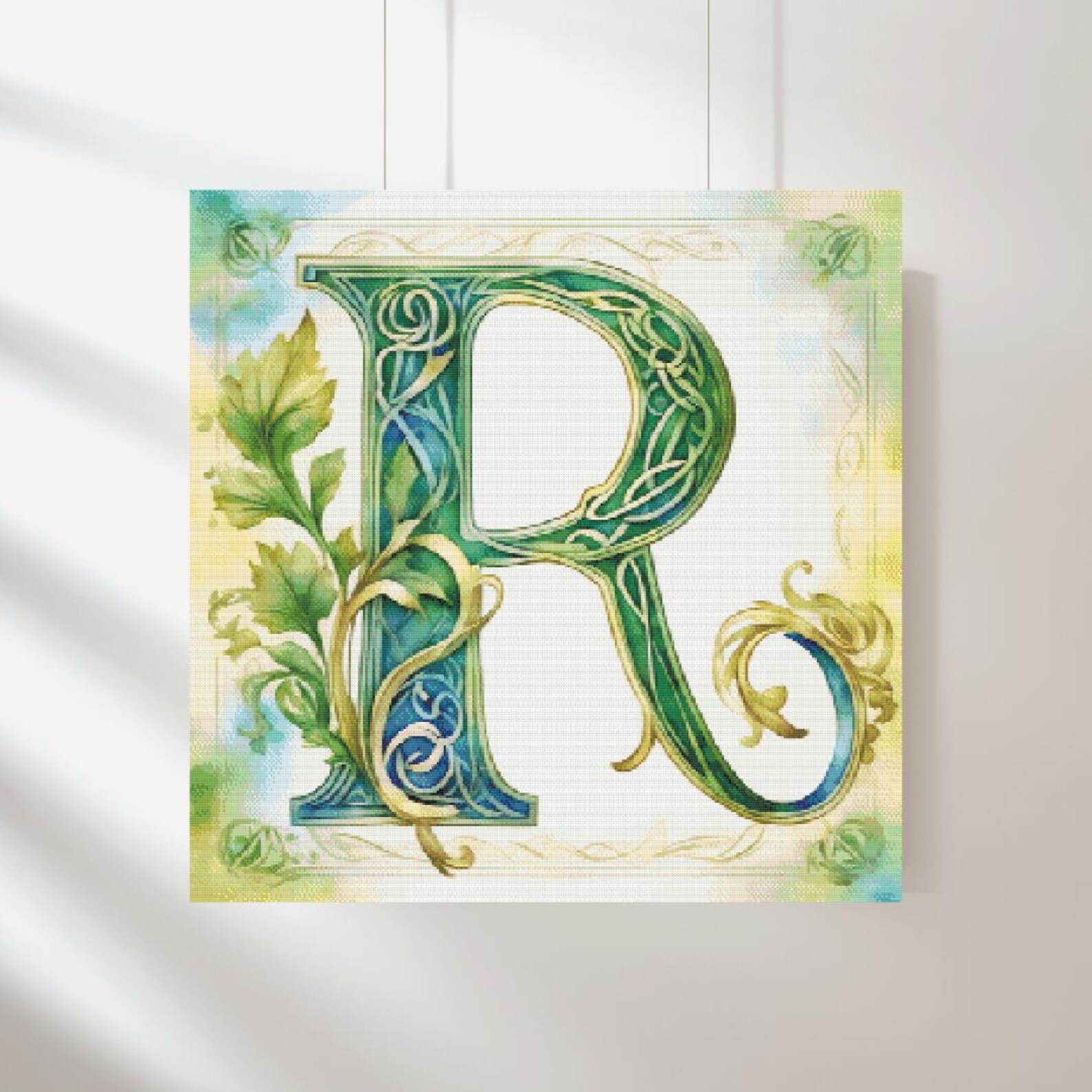 Full Coverage Counted Cross Stitch Pattern Letter R Celtic Stylish ...