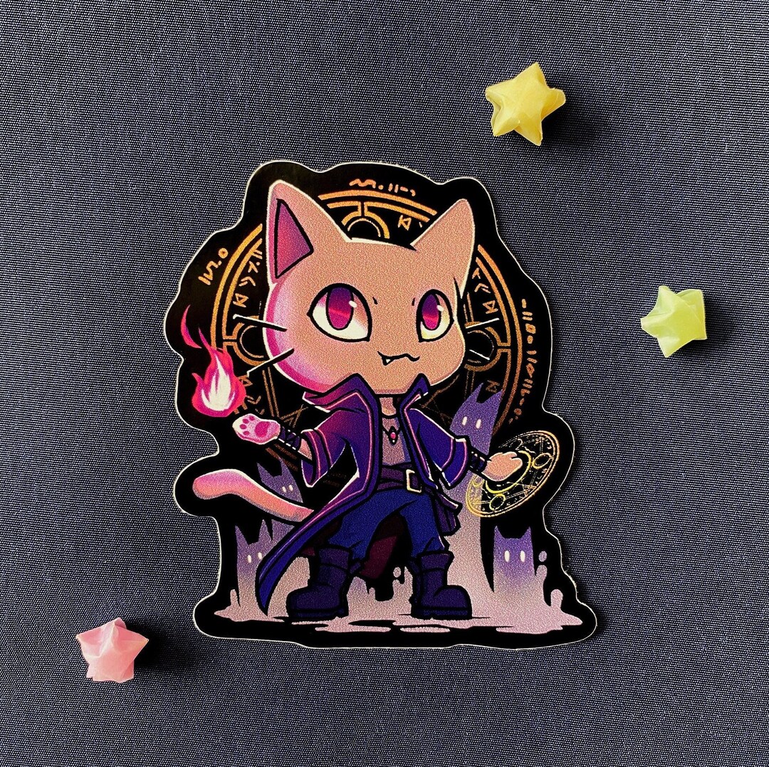 Dnd Class: Warlock Cat Vinyl Sticker// Dungeons & Dragons - Etsy