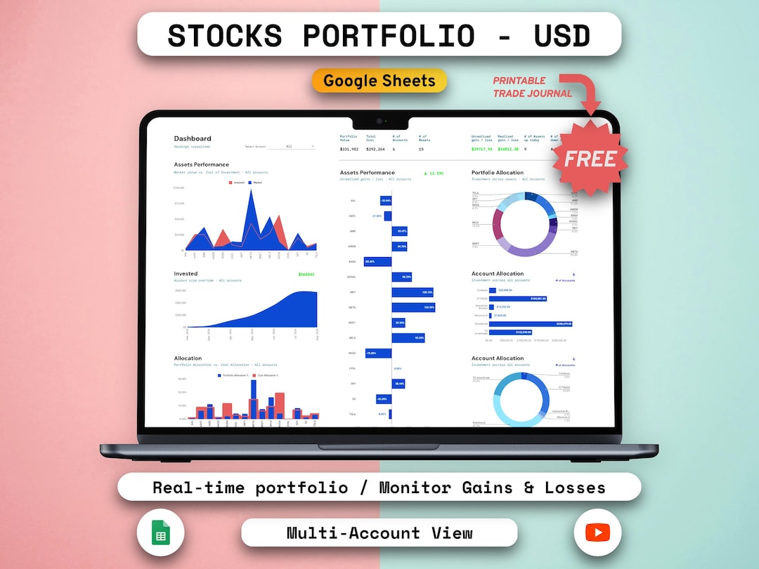Easy Stocks Tracker, Stock Trading Journal, Google Sheets, Trading ...