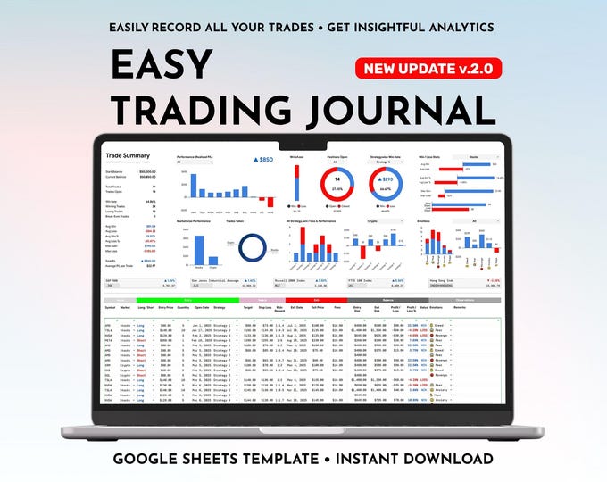 Simple Trading Journal | Beginner Friendly Trade Log Strategy Tracker ...
