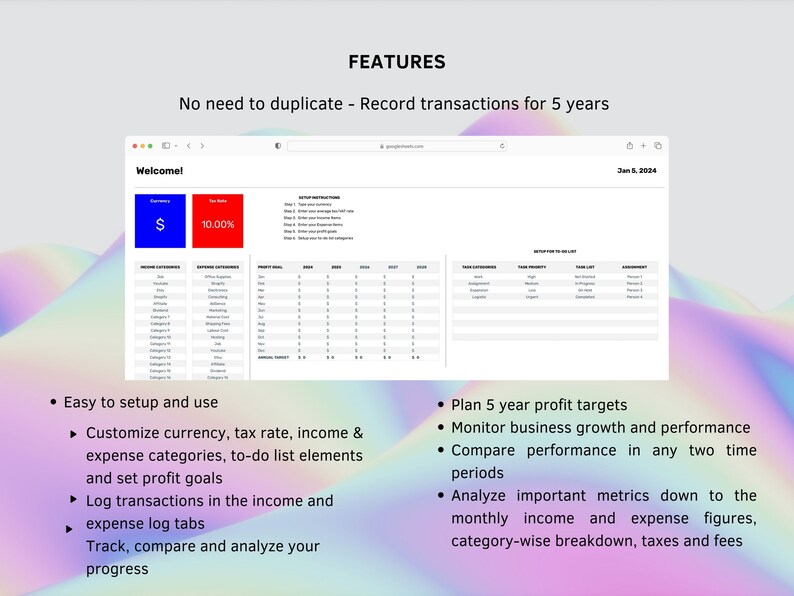 Income & Expense Tracker Accounting Income Expense Profit Easy ...