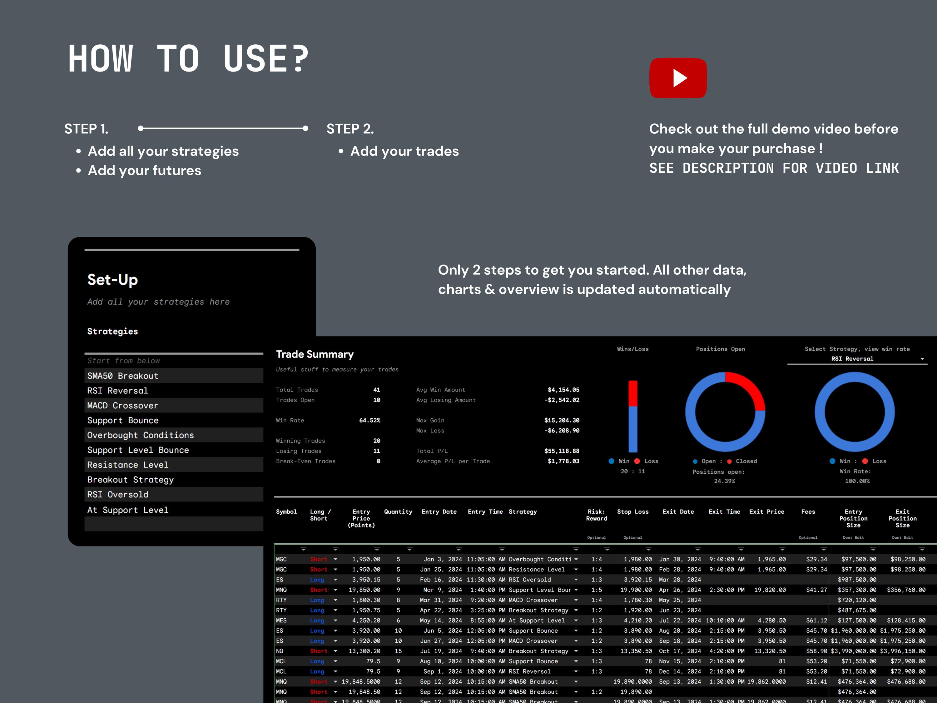 Trading Journal for Futures | Spreadsheet Google Sheets | Trading ...