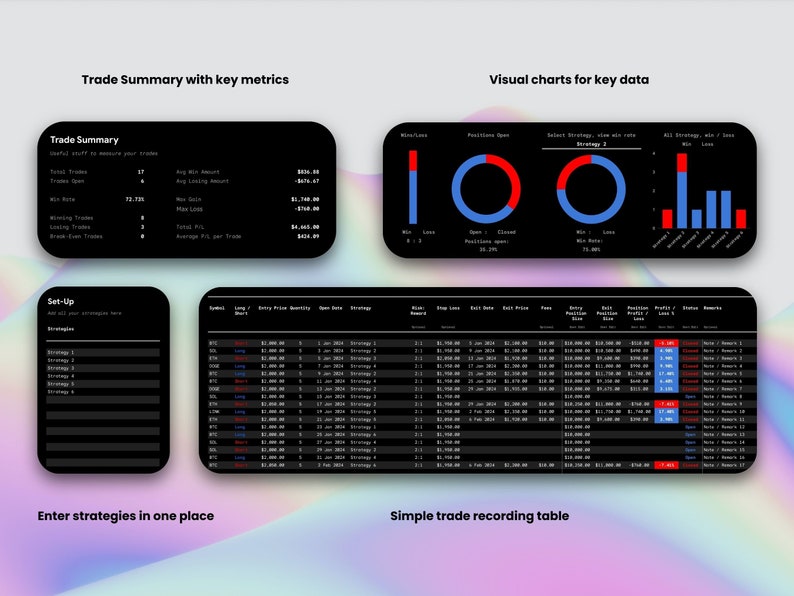 Trading Journal Spreadsheet for Google Sheets - Stock & Crypto Tracker ...