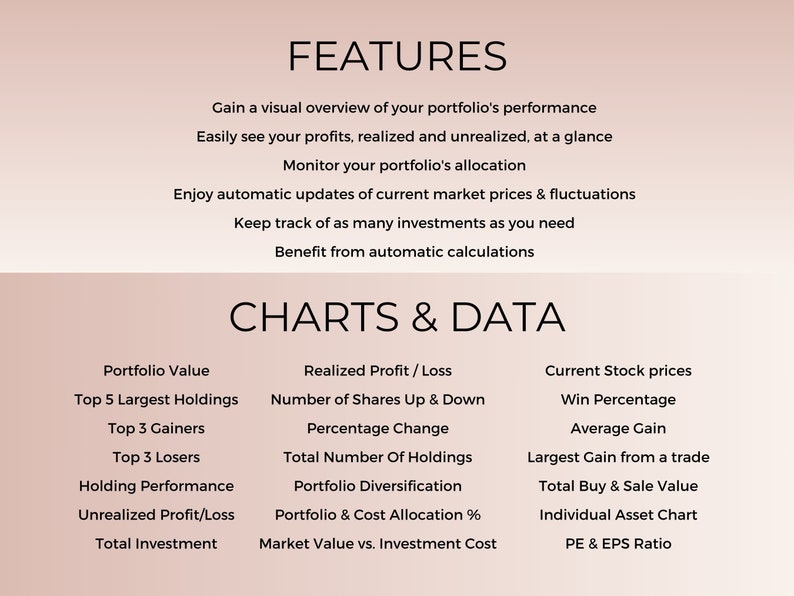 Stock Portfolio Tracker: Trading Journal Google Sheets (digital ...