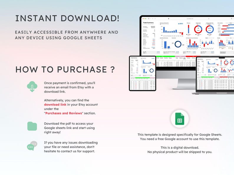 Trading Journal Google Sheets Template Stocks Crypto Personal Finance ...