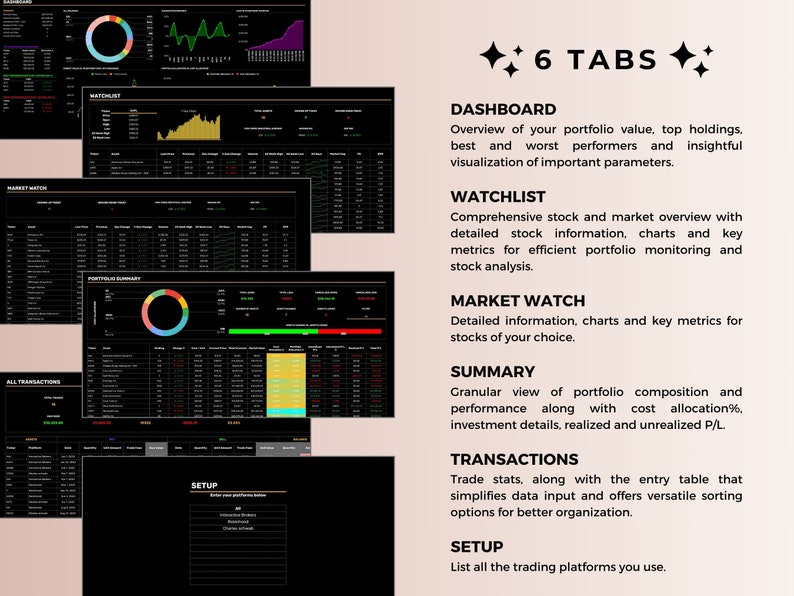 Easy Stocks Tracker Stock Trading Journal Spreadsheet Google Sheets ...