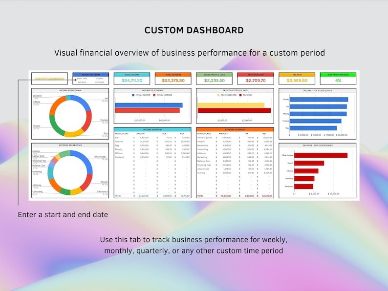 Income and Expense | Small Business Bookkeeping Spreadsheet | Easy ...