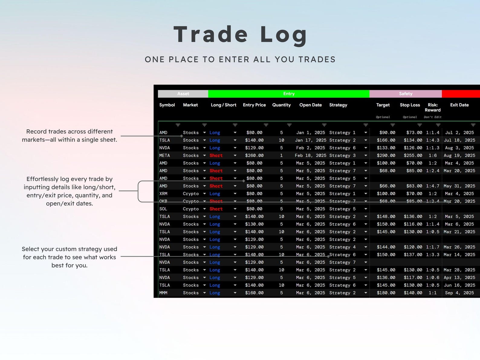 Trading Journal Google Sheets Template Stocks Crypto Personal Finance ...
