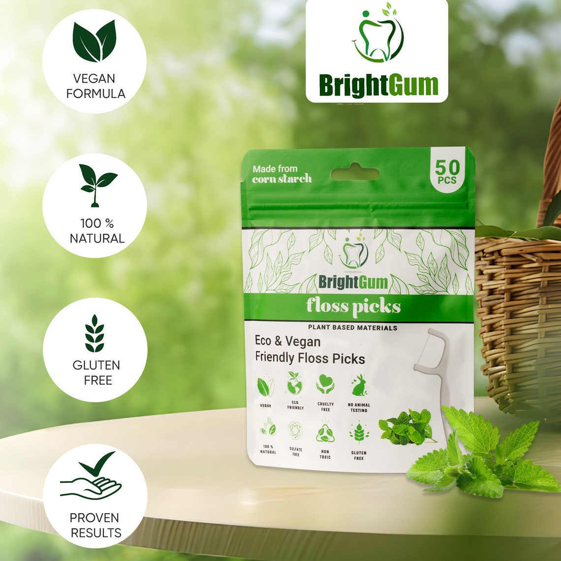 Biodegradable Dental Floss Picks Unwaxed Dental Floss Sustainable and ...