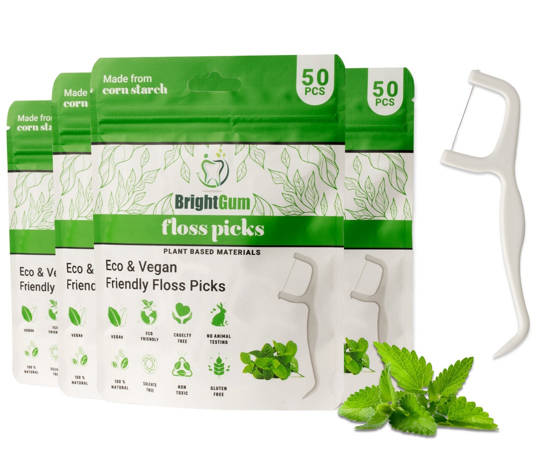 Biodegradable Dental Floss Picks Unwaxed Dental Floss Sustainable and ...