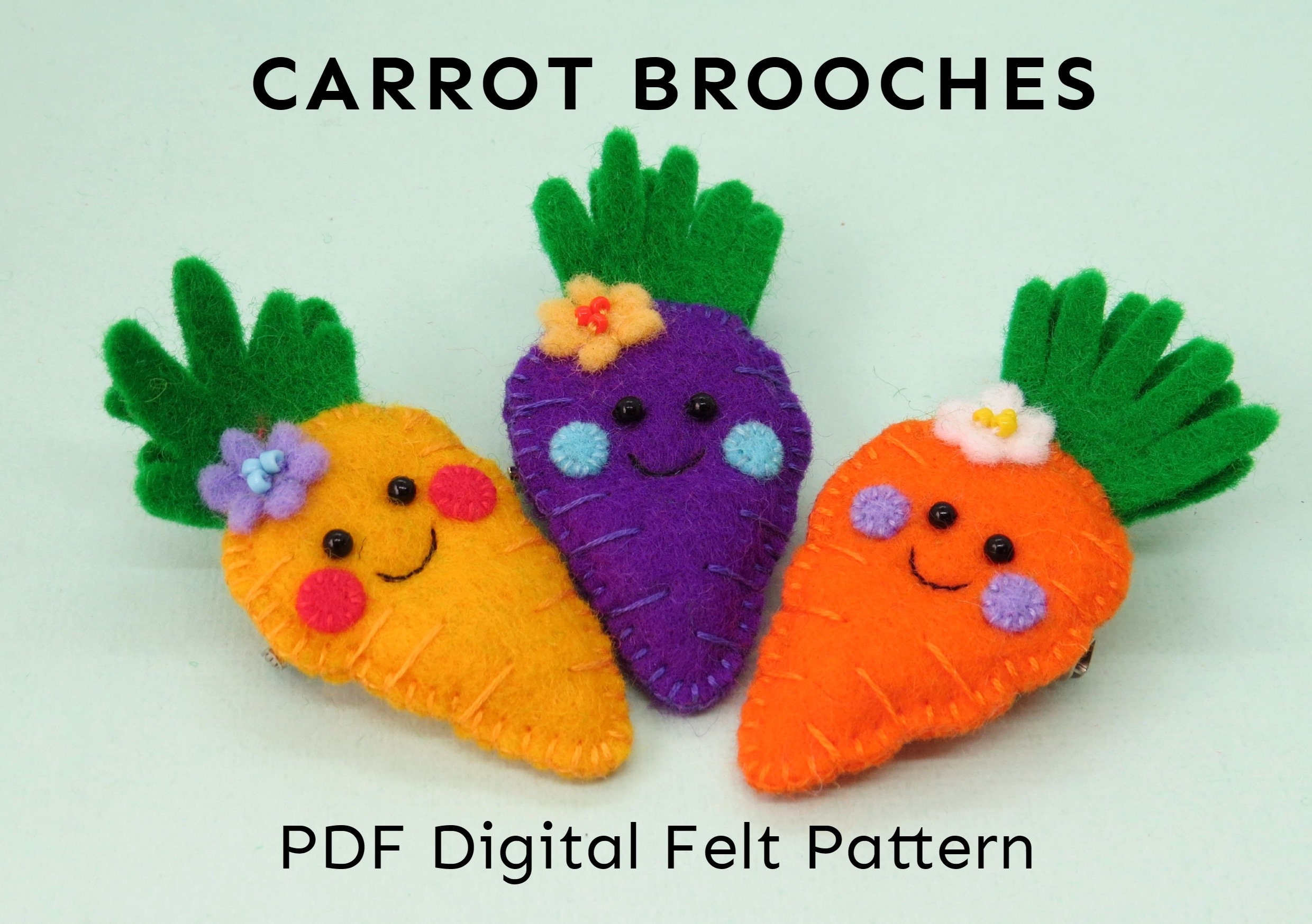 Carrot Brooch Felt Pattern, Digital PDF Instant Download, Vegetable ...