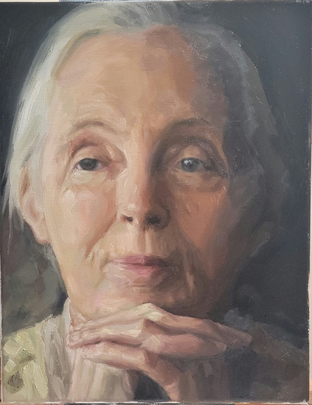 Original Oil Painting of Jane Goodall Portrait, 18in X 14in on ...