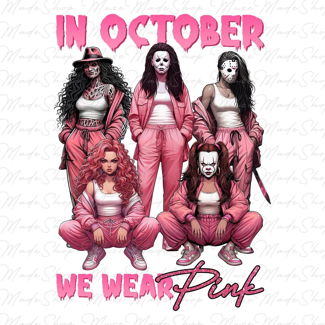 In October We Wear Pink Png, Friends Horror Characters Png, Horror ...