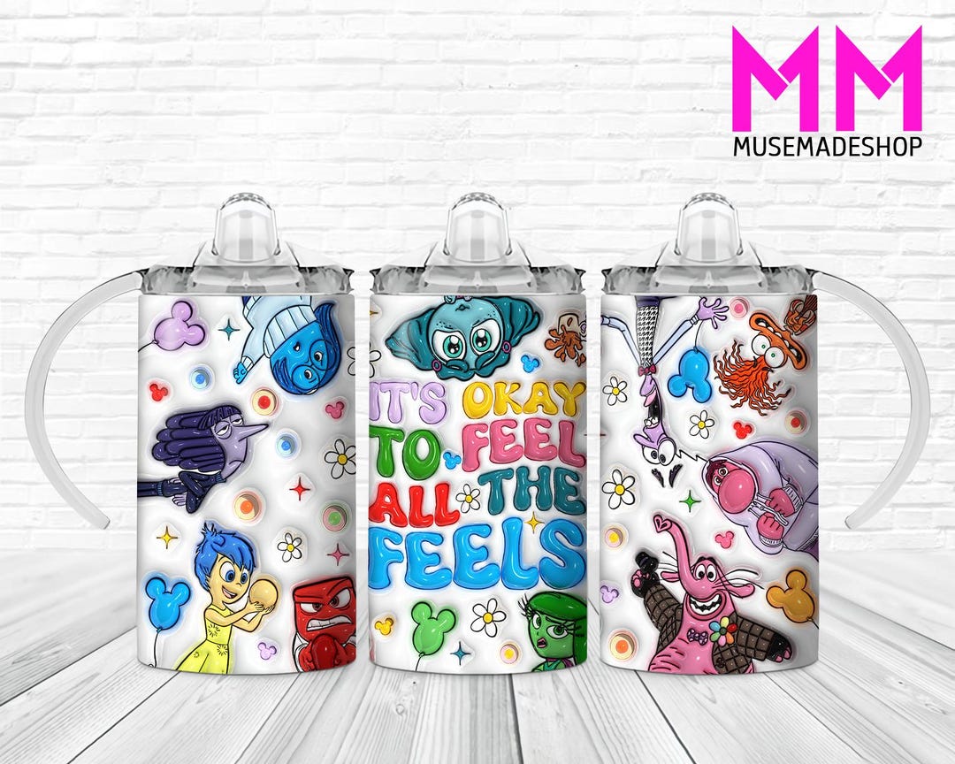 Cartoon 3D Inflated Sippy Cup Png, Cartoon Characters Sippy Cup Wrap ...