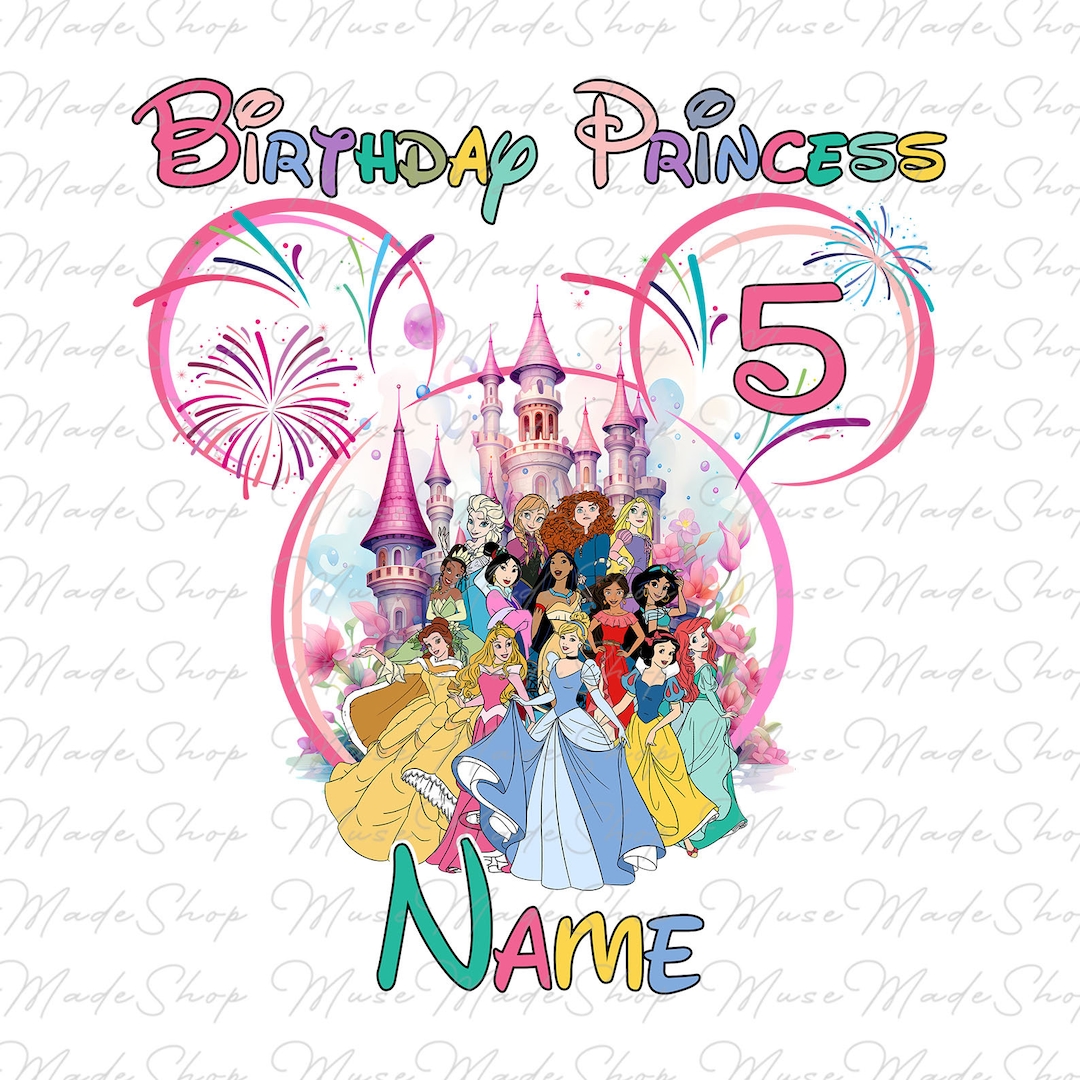 Custom Name Birthday Princess Png, Cartoon Birthday Kid Png, Birthday ...