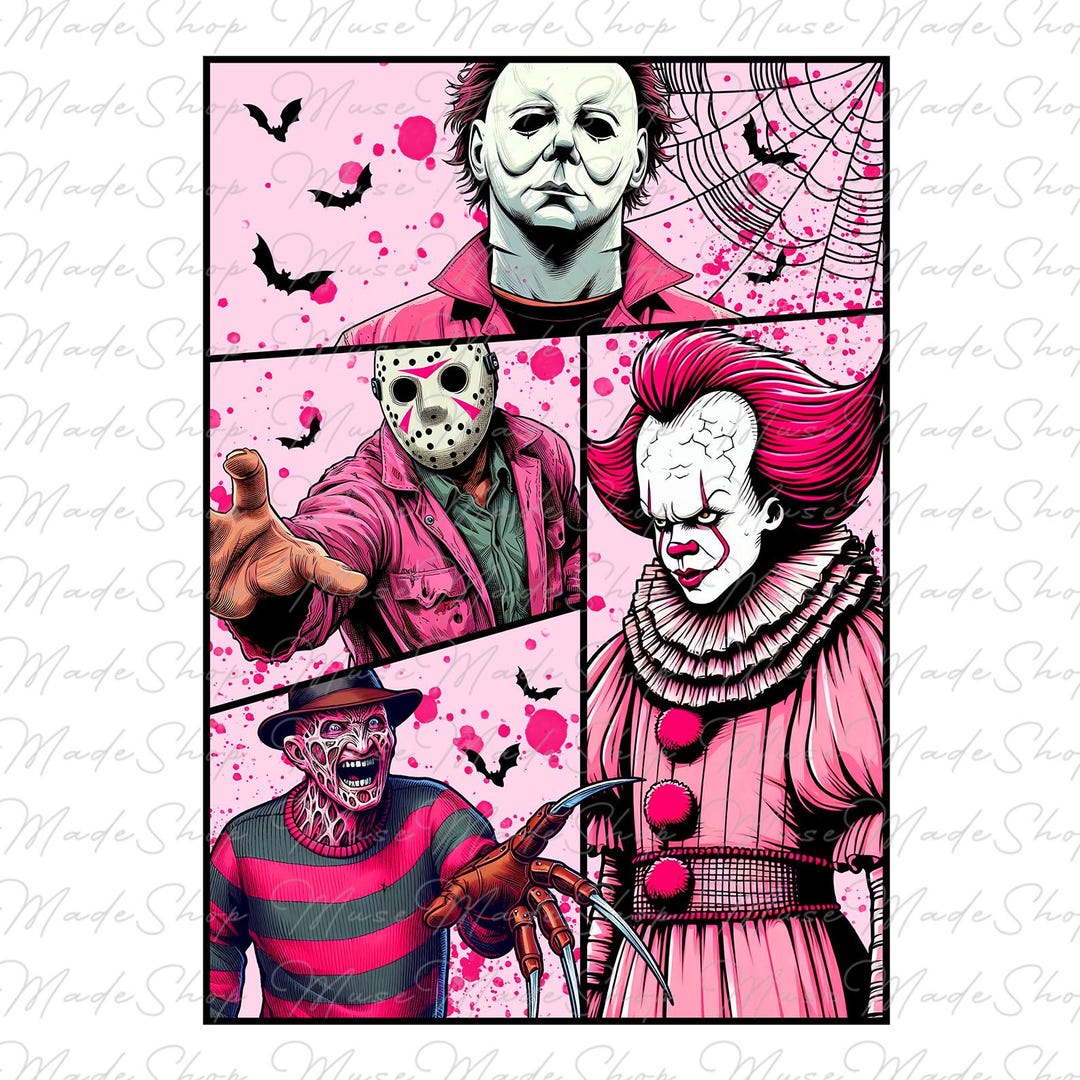Pink Halloween Png, Horror Halloween Png, Pink Horror Characters Png ...