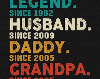 Custom Date Legend Husband Dad Grandpa Png, Father's Day Png, Retro Dad ...