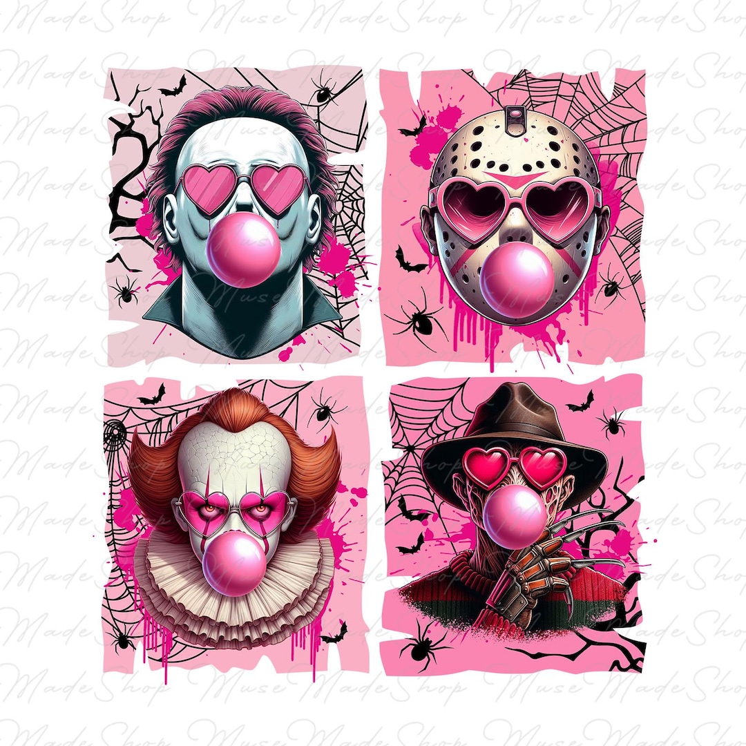 Pink Halloween Png, Horror Halloween Png, Pink Horror Characters Png ...