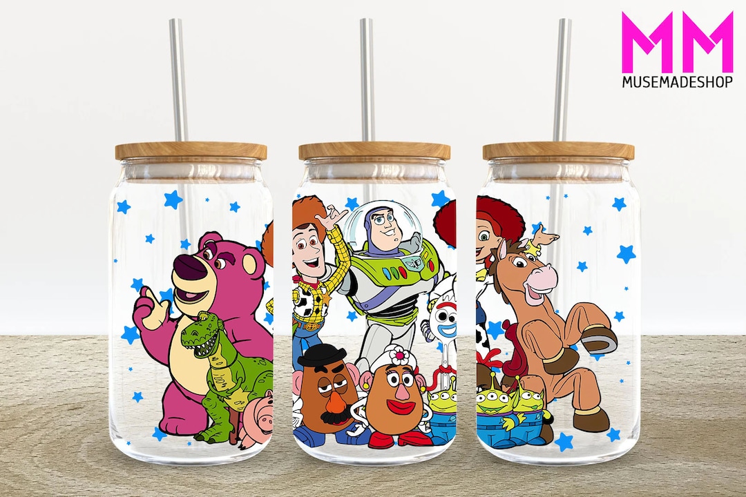 Cartoon Characters 16oz Glass Can Wrap, Cartoon 16 Oz Glass Can Png, 16 ...