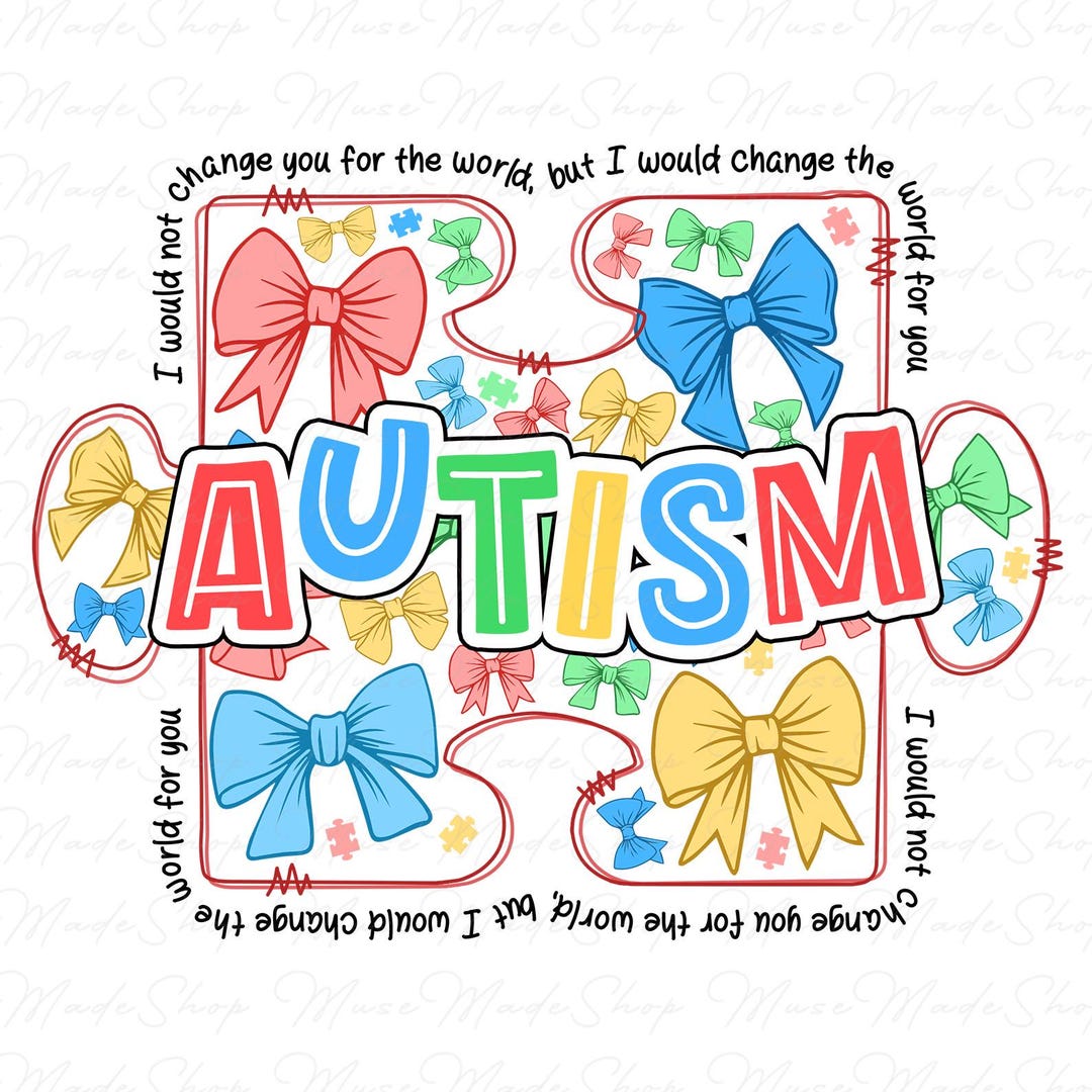 Retro Autism Bow Png, Autism Coquette Bow Png, Autism Awareness Png ...
